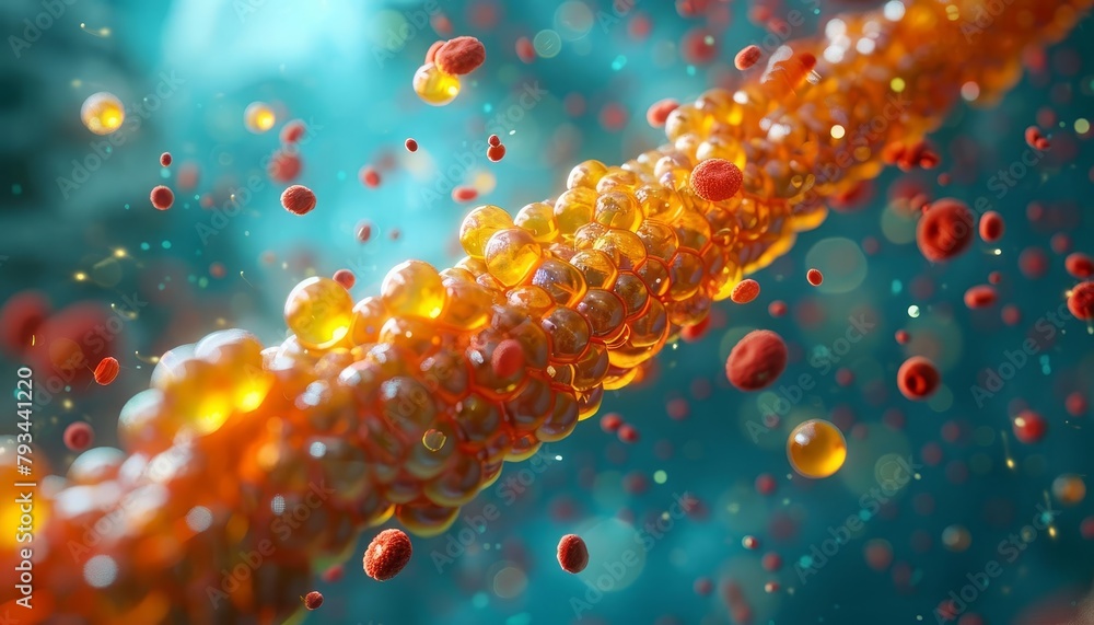 Cholesterol Molecule, Visualize a stylized representation of a ...