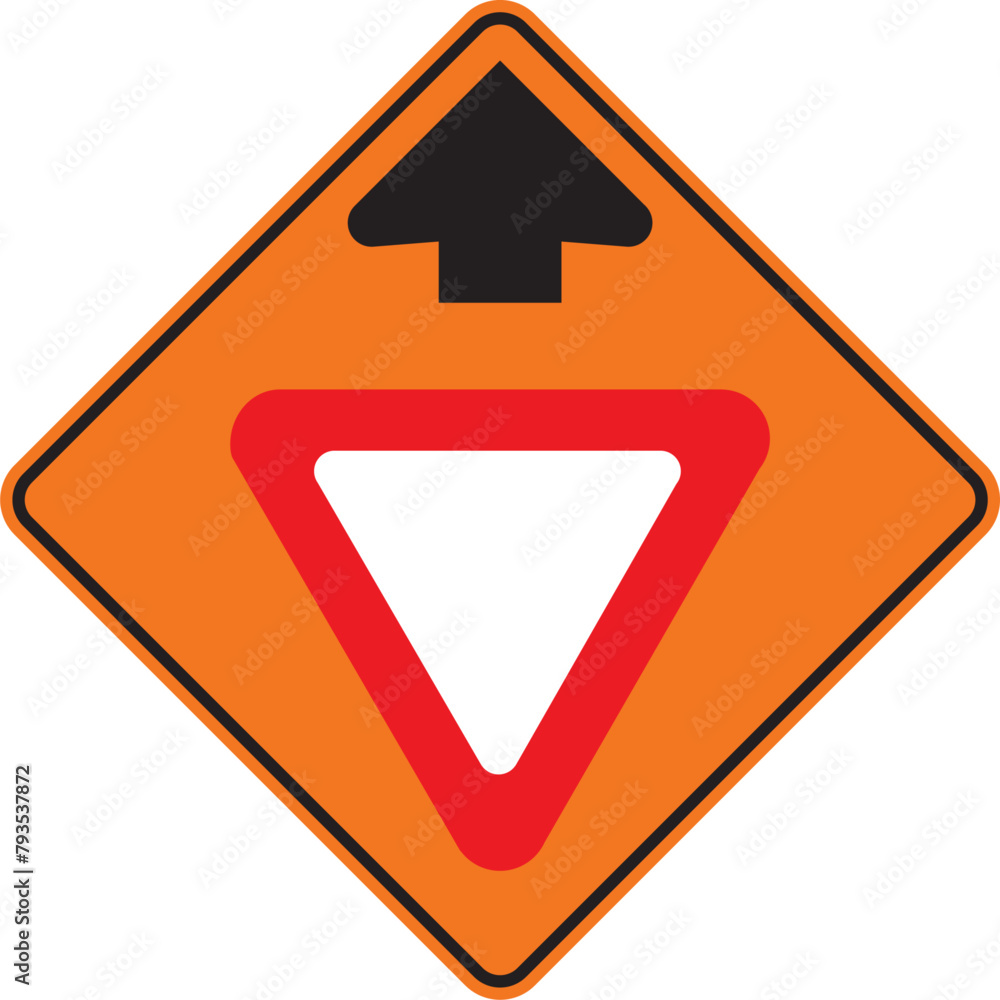 proximidad de señal ceda el paso, señal de prevención, señal color ...