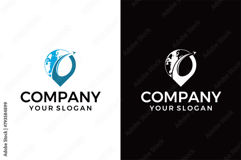 airplane flight around the world map logo symbol design illustration ...