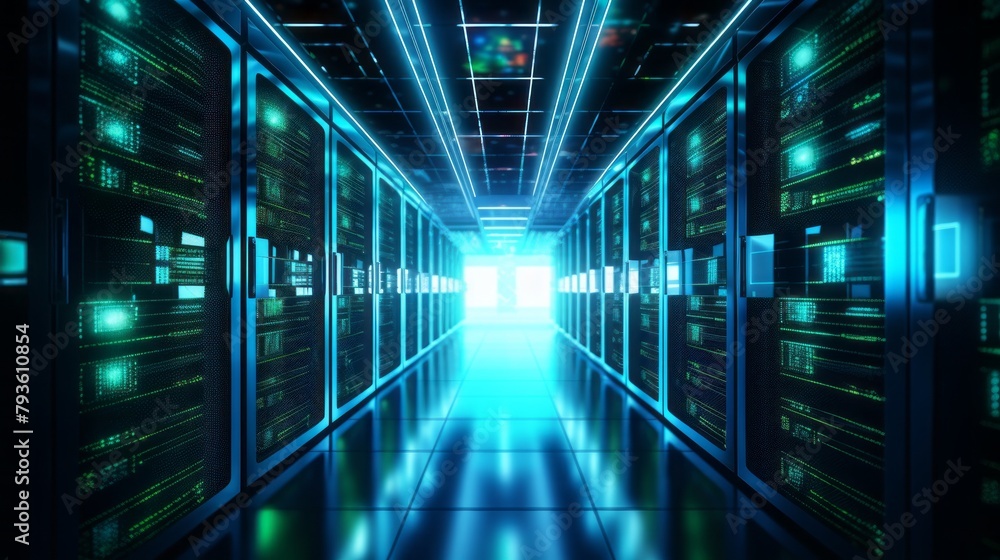 Generative ai collage image picture photo of data center interior with ...
