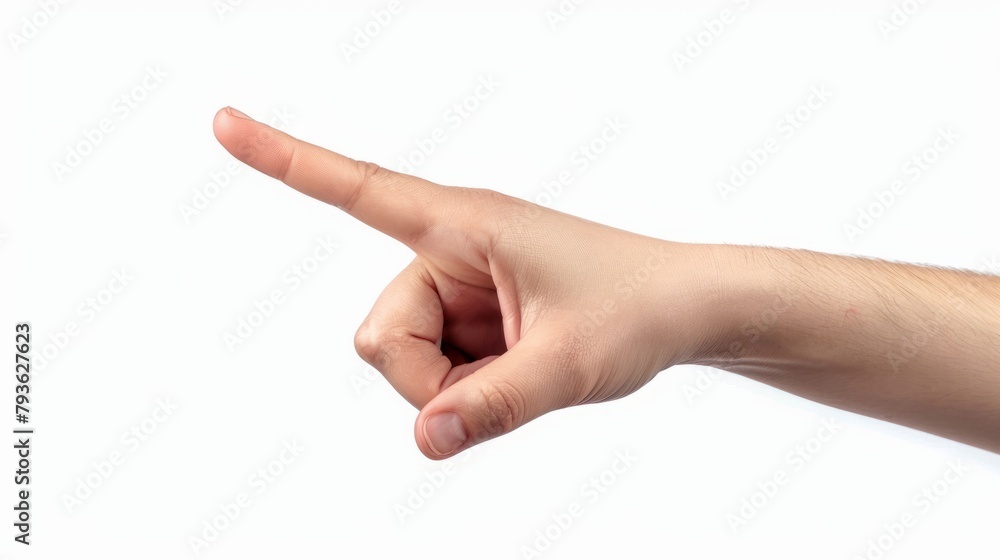 Human hand is pointing by index finger or forefinger, gesture isolated ...