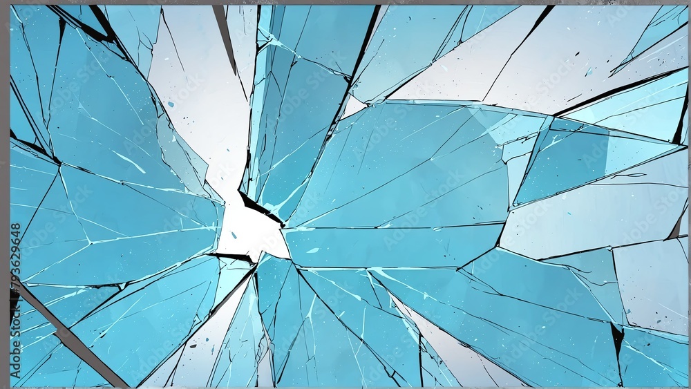 abstract light blue broken glass cracks mirror shatter effects anime ...