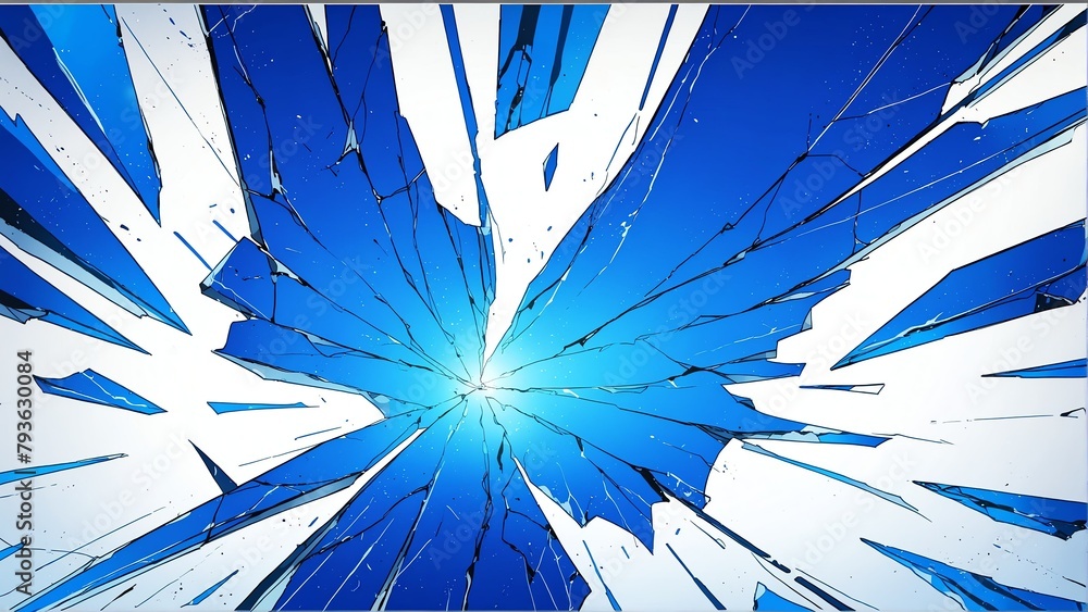 abstract royal blue broken glass cracks mirror shatter effects anime ...