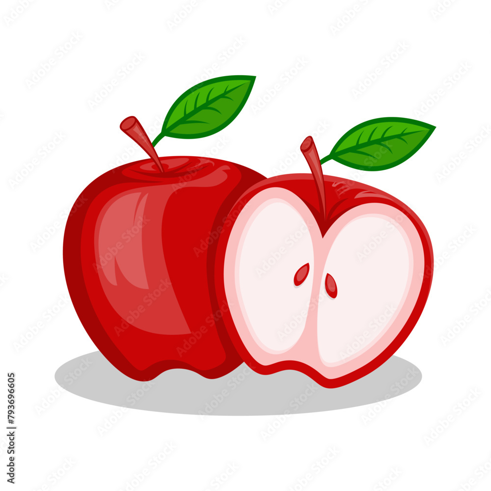 red apple fruit icon with transparent background vector illustration ...