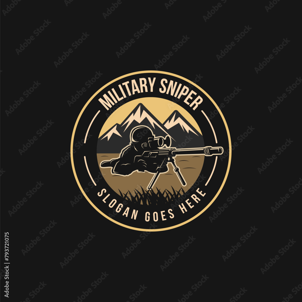 Badge emblem Military sniper logo vector Stock Vector | Adobe Stock