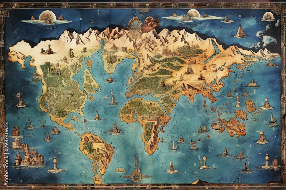 Explore Ancient Civilizations Through Vintage Map Travel Blogs Stock ...