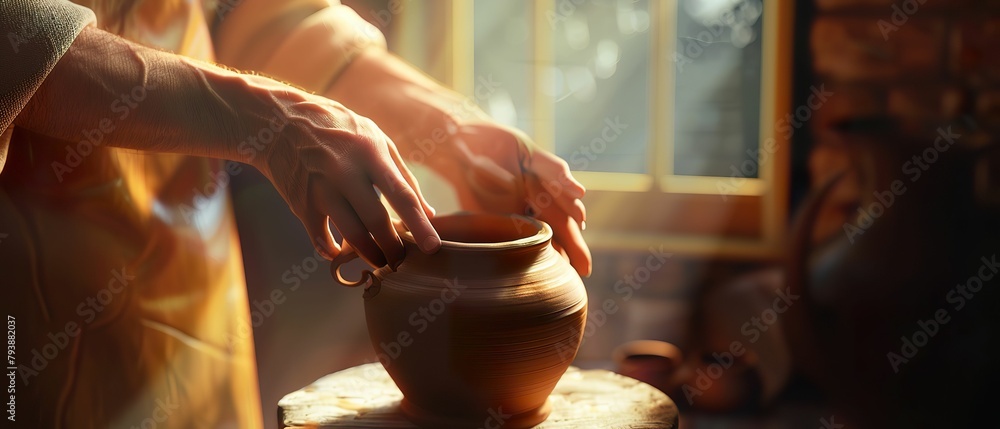 Potters Hands, Clay Pitcher, Traditional crafting process, Soft ...
