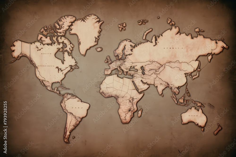 Futuristic world map with digital design, grid lines, and blue color ...