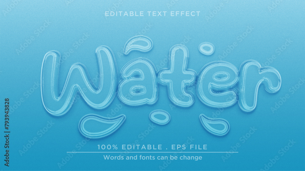 Water 3d editable text effect. Realistic water mockup template Stock ...