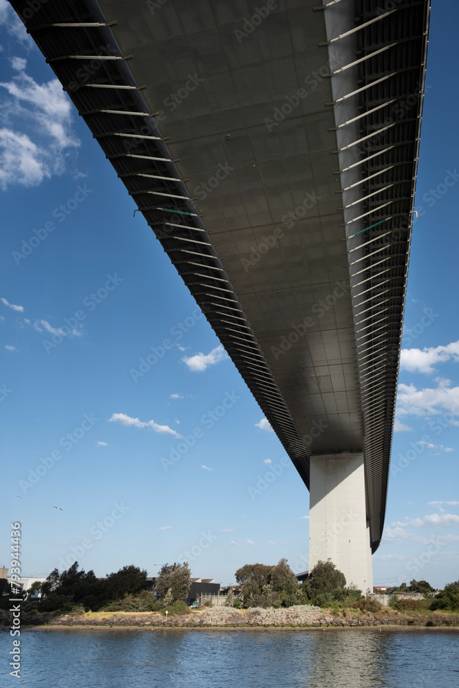 West gate bridge in Melbourne, a steel, box girder, cable-stayed bridge ...