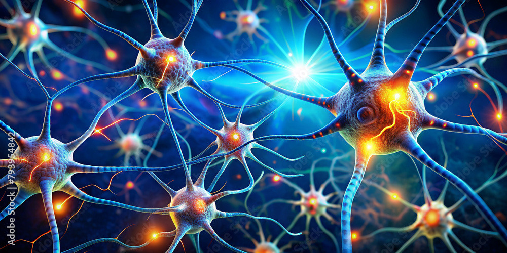 Neurons sending brain activity firing biology electrical nerve signal ...