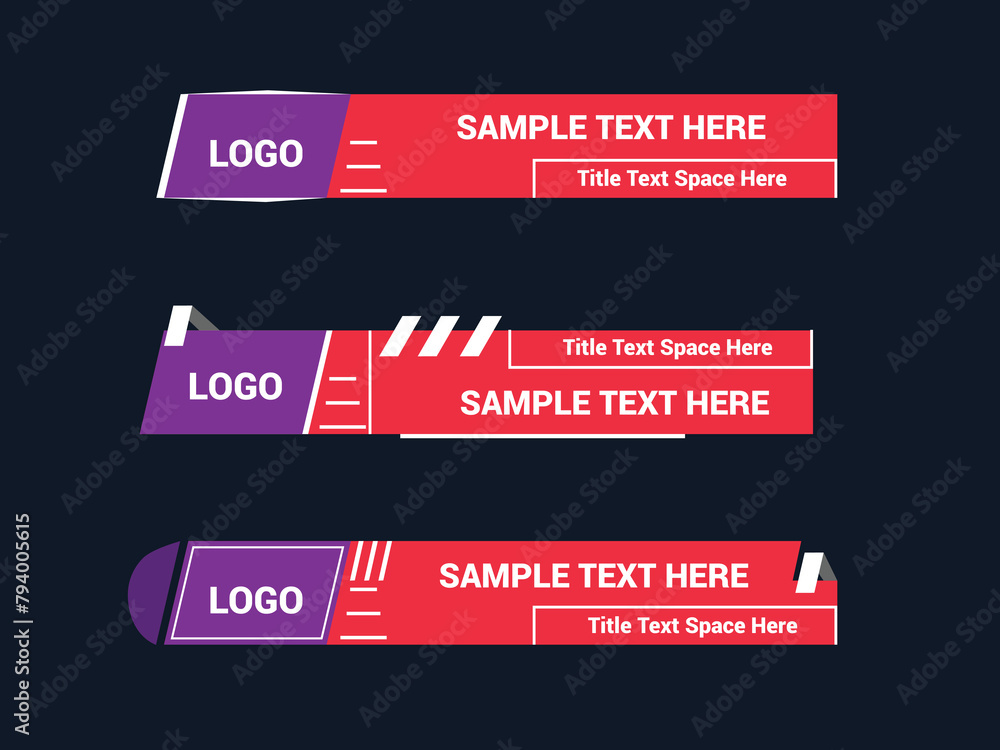 Lower Third Design Business Channel Graphics. Lower Third TV News Bars Set. World news bar lower ...