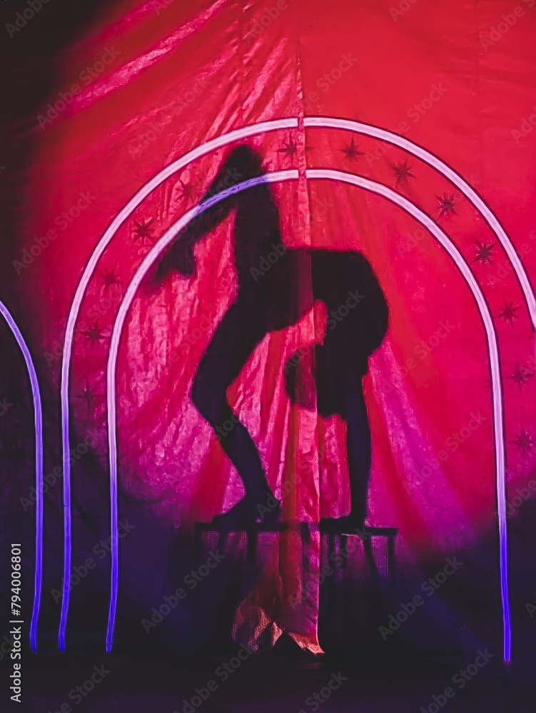 Spectacular Image of a Graceful Female Acrobat Silhouette Showing ...