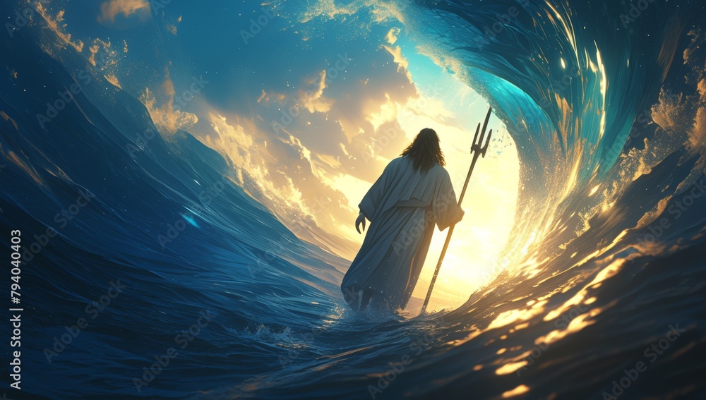 Jesus walks on water during storm at sea, waves ocean, miracle, 4k ...