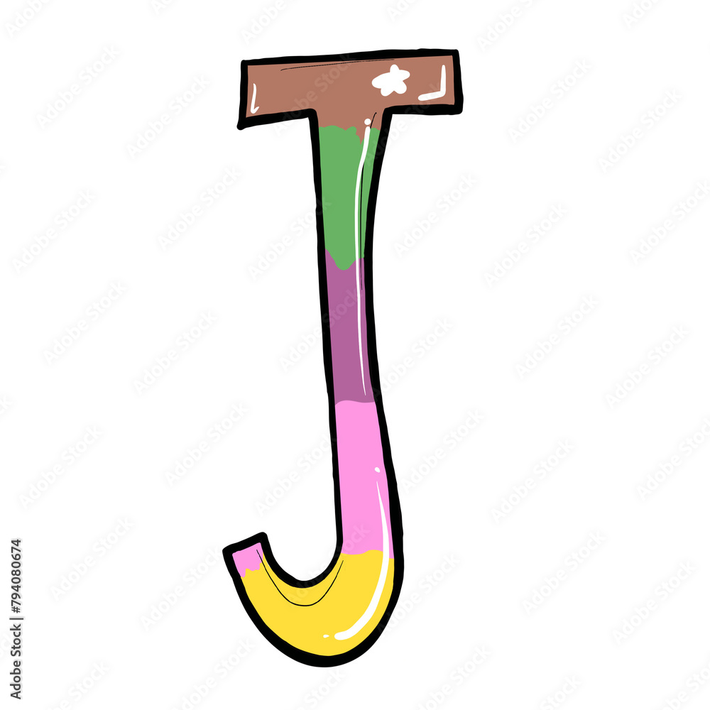 Letter J Colorful Scripted handwriting font styled graphic design PNG ...