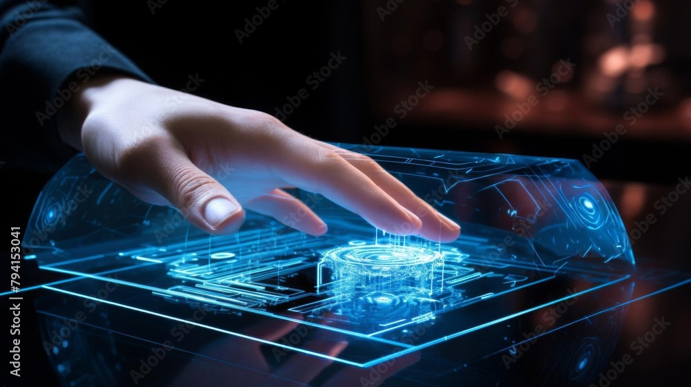 Hand model controlling a dynamic hologram, with a precise focus that ...