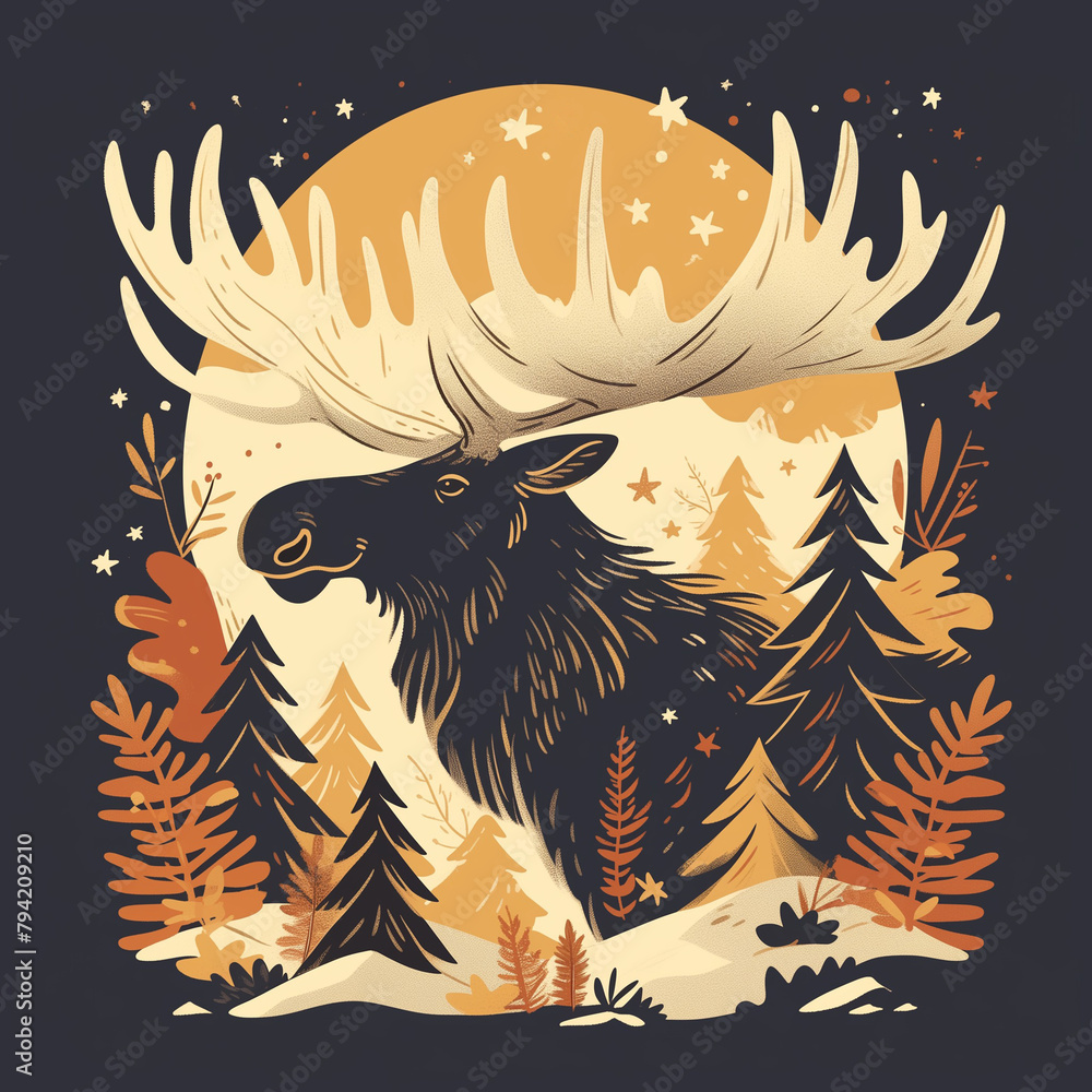 Elk moose badge for t-shirt design. Animal elk moose concept poster ...