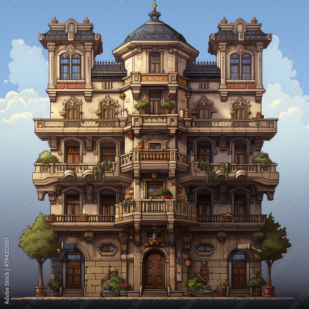 Revitalize the elegance of Renaissance buildings using pixel art ...