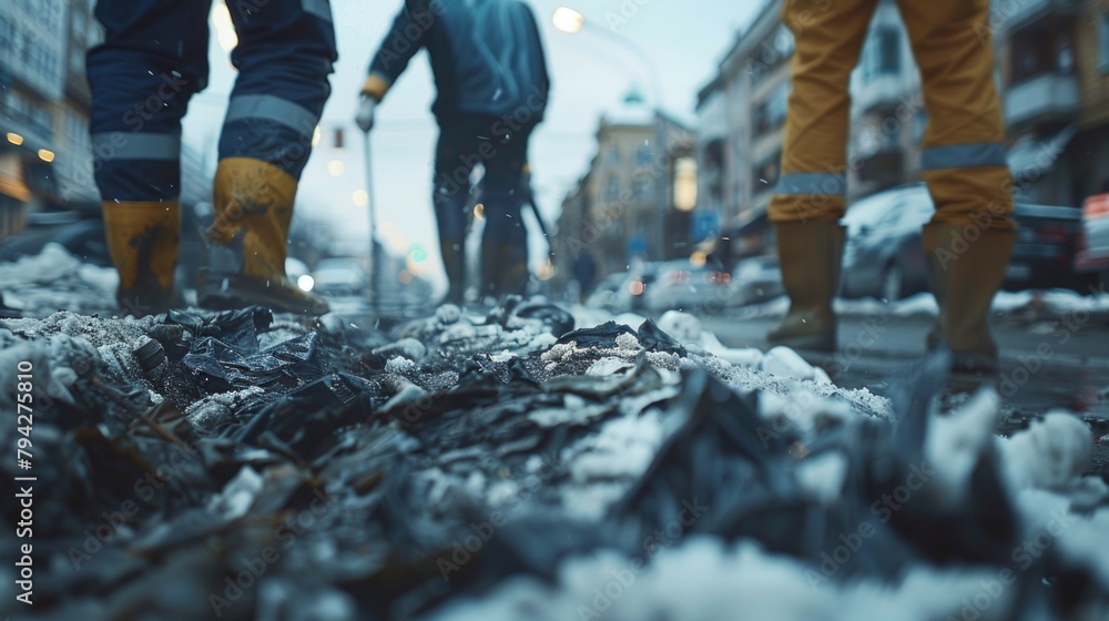 A diverse group of people, likely garbage collectors, proudly stand ...