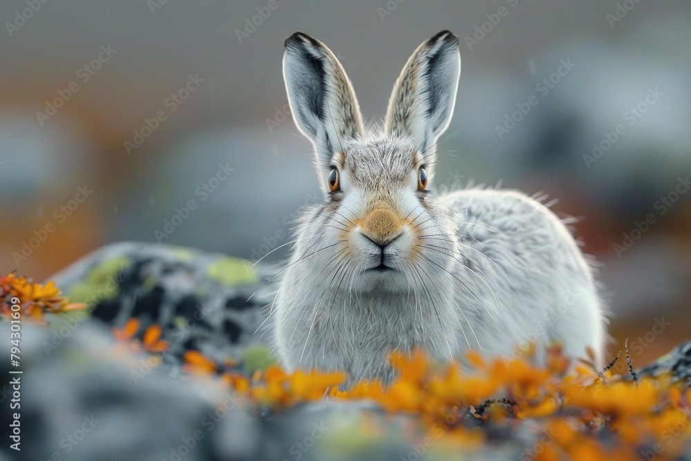 Captured in the Wild, Feeding Among Rocks, Facing the Camera in Arviat ...