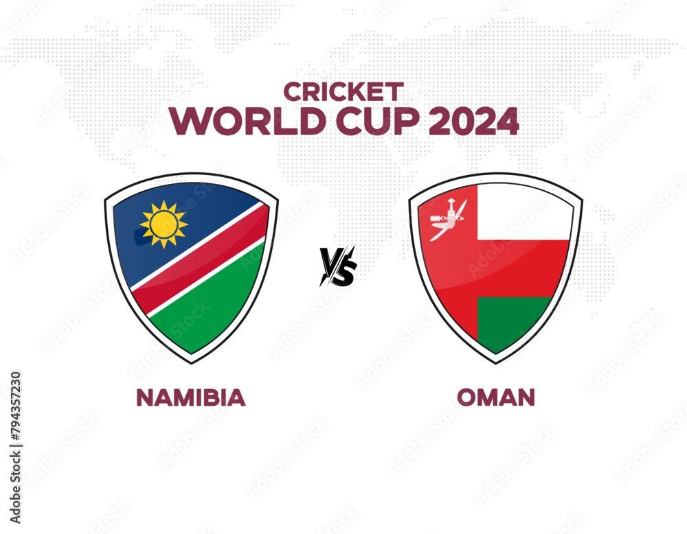 Namibia vs Oman International Cricket Match. Rival flags of both teams ...