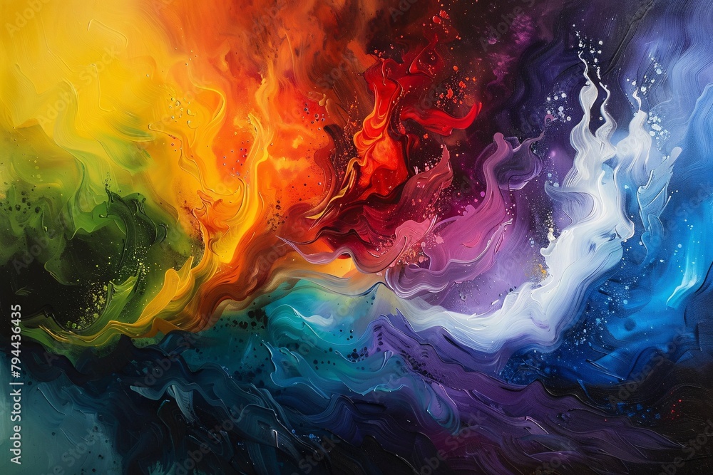 Behold a surreal dreamscape where the rainbow meets abstract artistry ...