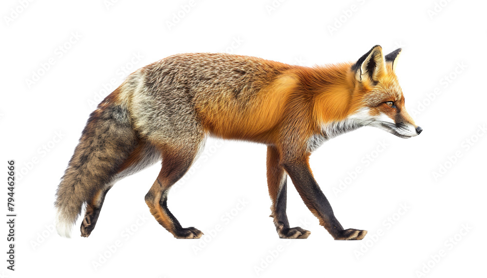 furry red fox walking profile side view PNG transparent background ...