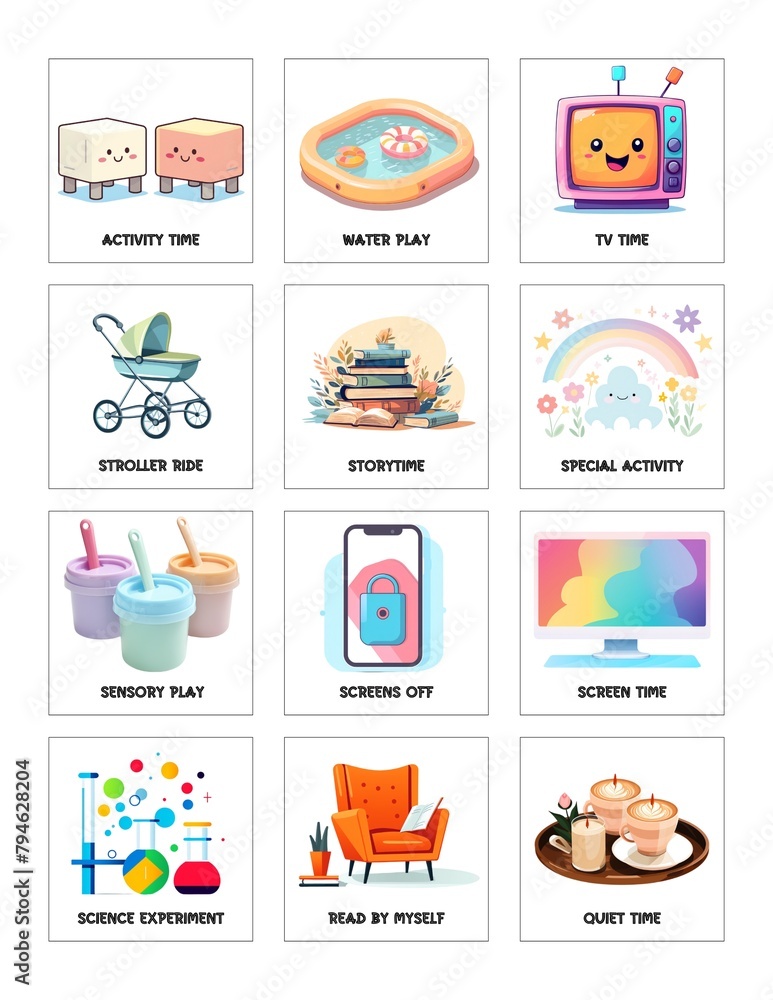 Ilustración de Stock Kids Daily Routine Cards,Daily Checklist for ...
