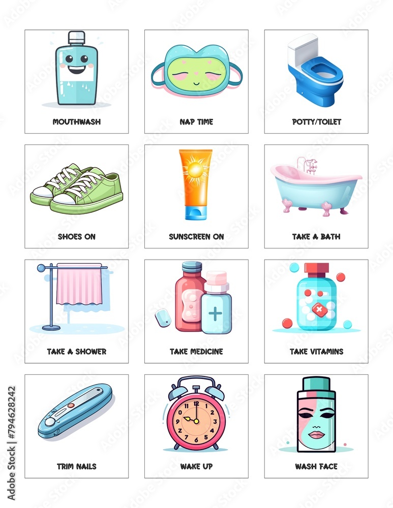 ภาพประกอบ Stock Kids Daily Routine Cards,Daily Checklist for Toddlers ...