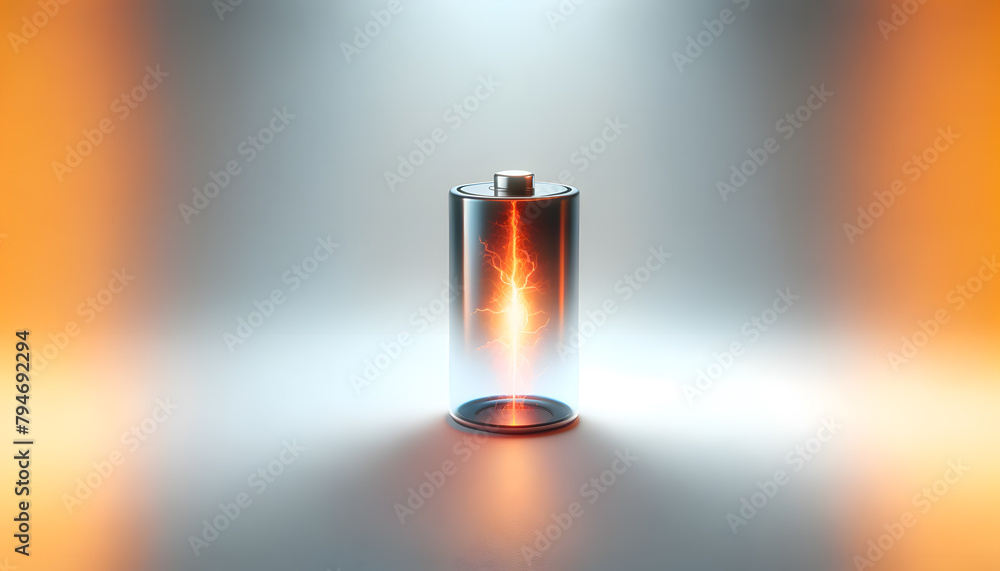 theme of batteries. a single oversized battery, battery is depicted as ...