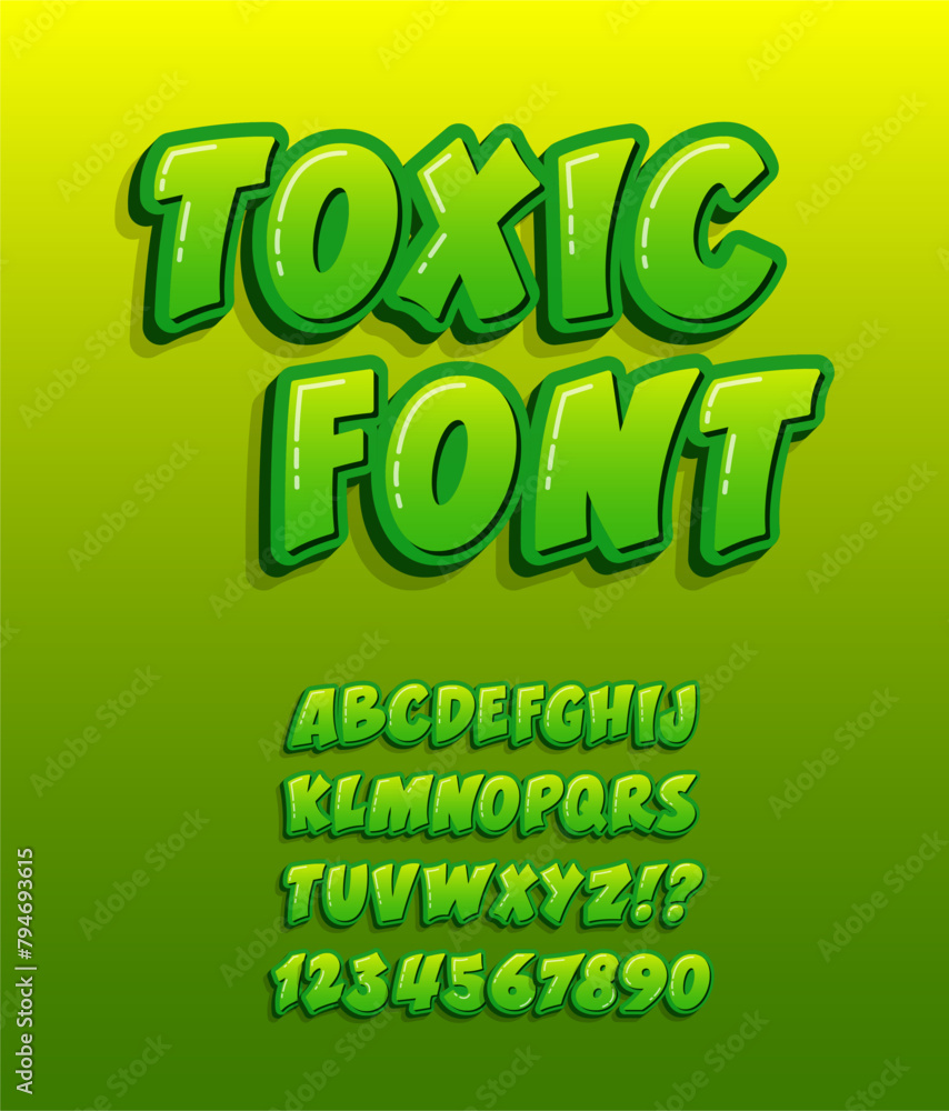 Green Hazardous Volumetric 3d Toxic Font. Caution Chemical Letters and ...