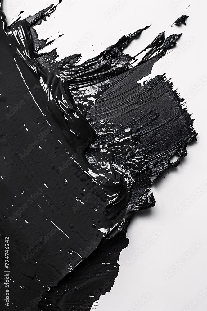 Dark, wet lino ink texture from a black linocutting paint roller ...