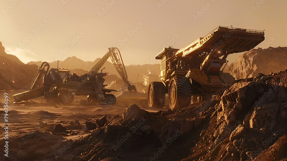 Machines and Robots Mining on Mars Mining on a Strange Planet Develop ...