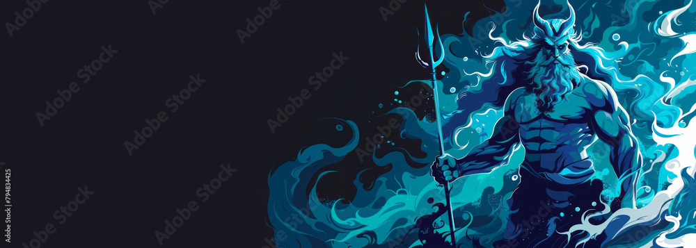 Poseidon banner with Copy space. The Twelve Olympians in ancient Greek ...