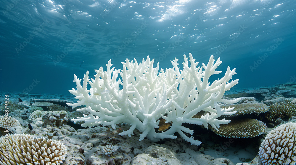 Photo Stock Coral Bleaching on the Great Barrier Reef, Coral bleaching ...