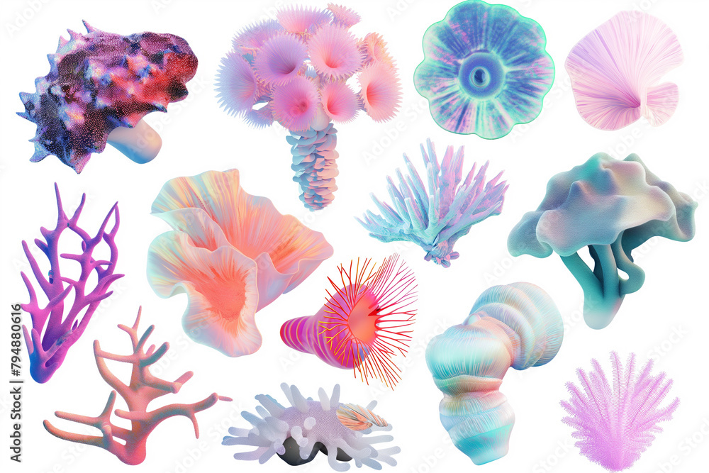 a various of a sea life ,realistic detailing, ,aquatic phytoplankton ...