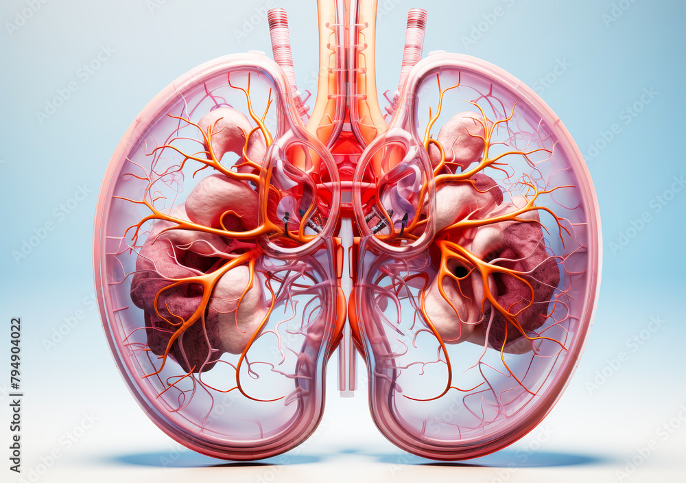 Detailed 3D Human Kidneys Cross-Section Anatomy - Medical Illustration ...