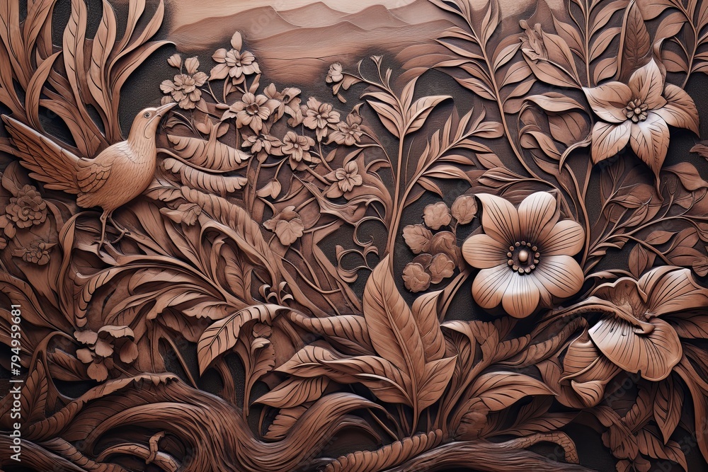 Nature-Inspired Engraved Leather Crafting Patterns in Scenic Landscapes ...