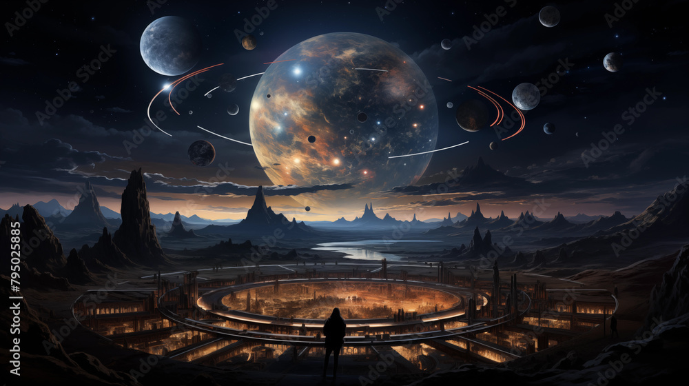 Futuristic high-tech city with advanced infrastructure, science fiction ...