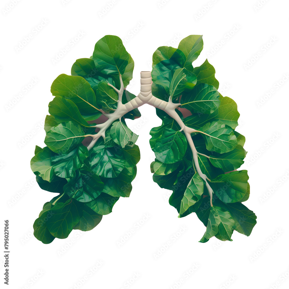 lungs made from green leaves. png object isolated on transparent ...