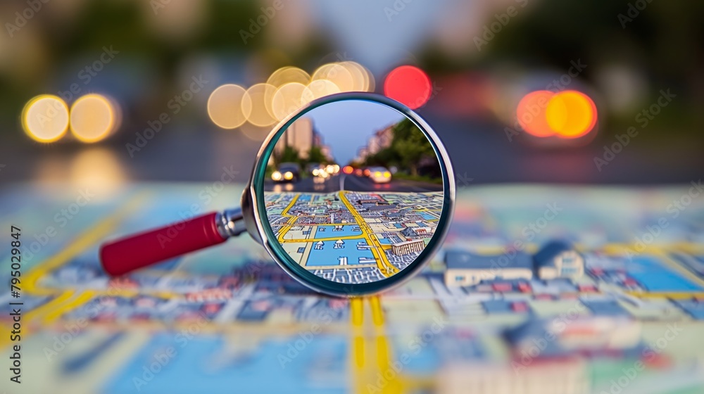 Real Estate concept with an imaginary cadastral map of territory with ...