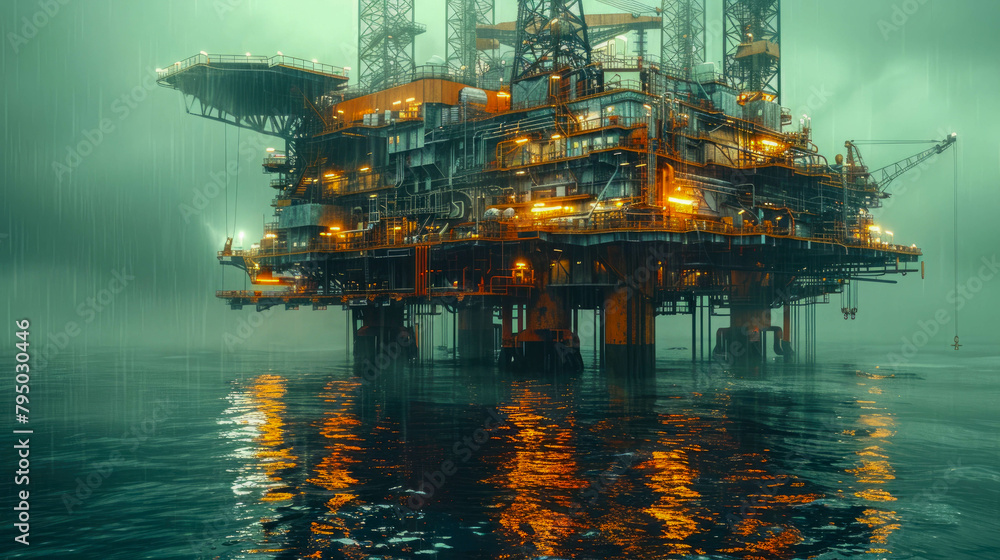 Offshore industrial platform for oil and gas production in the ocean ...