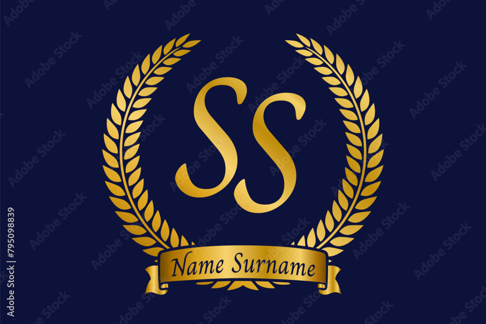 Initial letter S and S, SS monogram logo design with laurel wreath ...