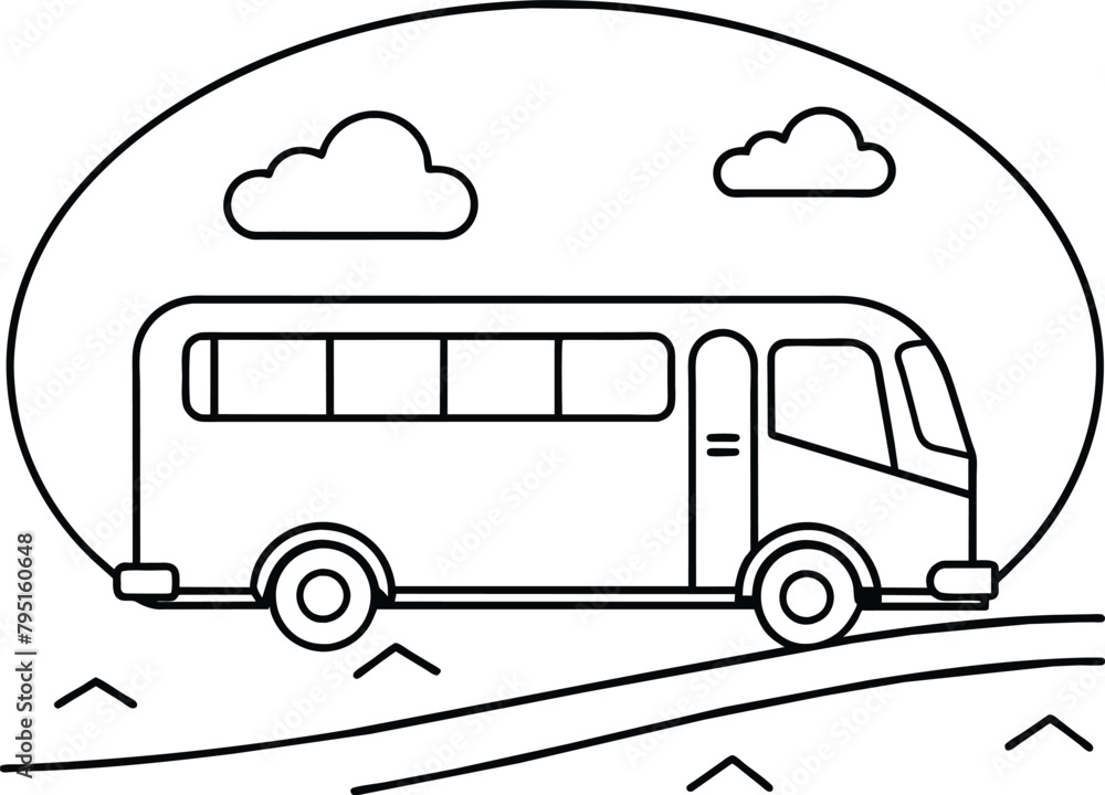 Bus coloring pages. Vehicles line art for coloring book. Stock Vector ...