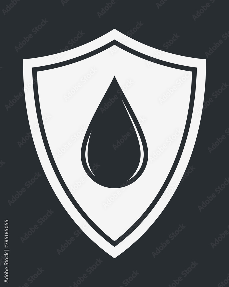 Drop Sign. Water, Oil or Other Liquid Droplet Silhouette on Shield ...