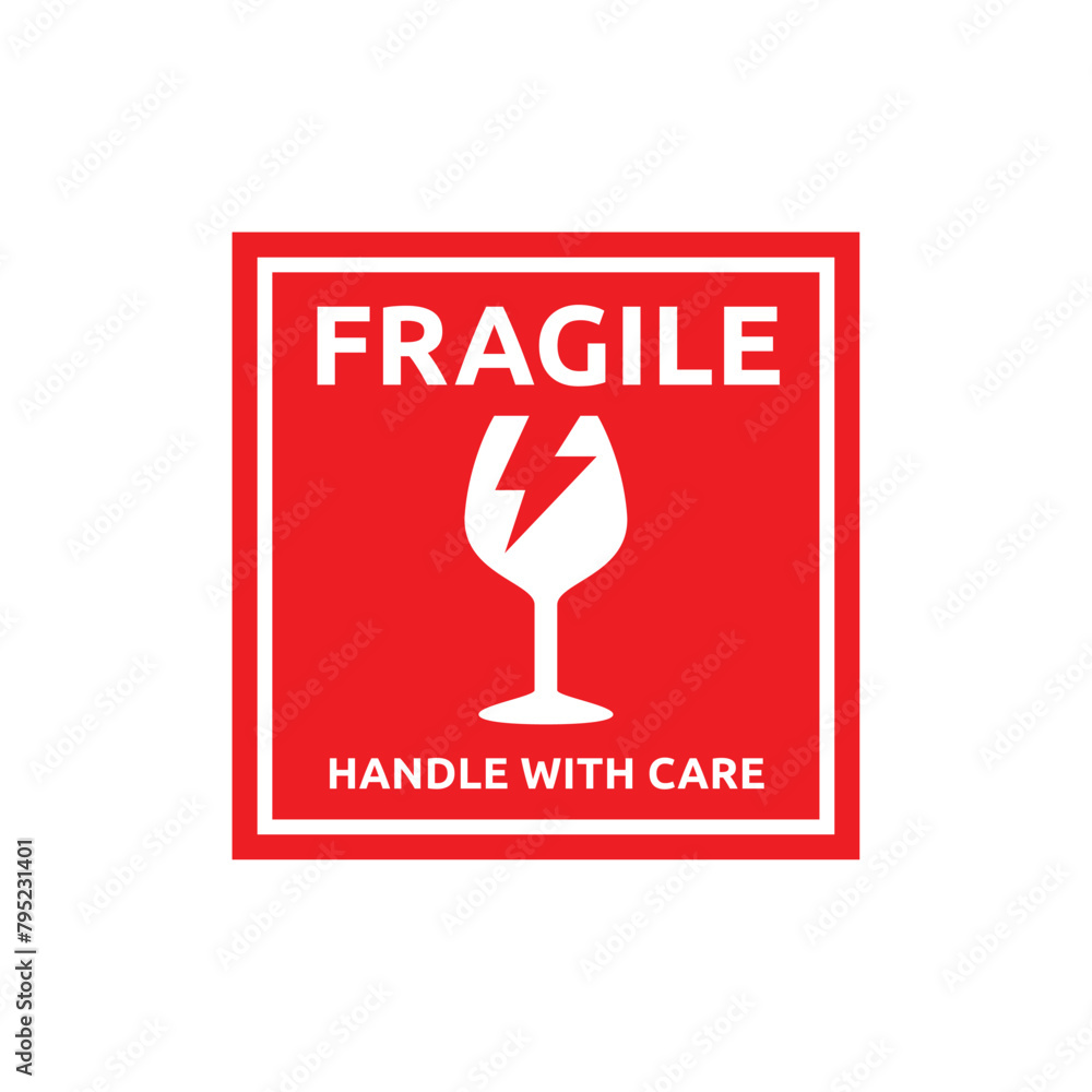 Sticker fragile handle with care vector. warning label, fragile label ...