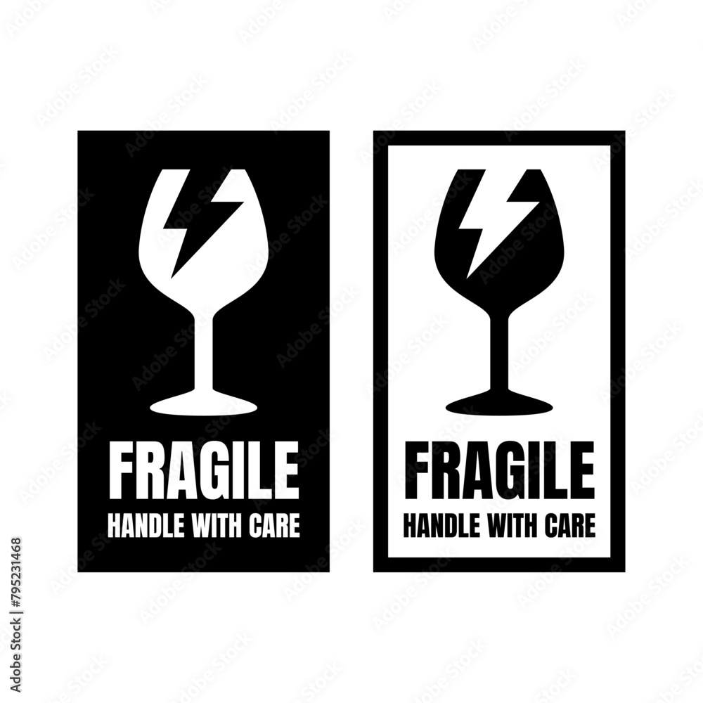 Sticker fragile handle with care vector. warning label, fragile label ... Sticker fragile handle with care vector. warning label, fragile label ...