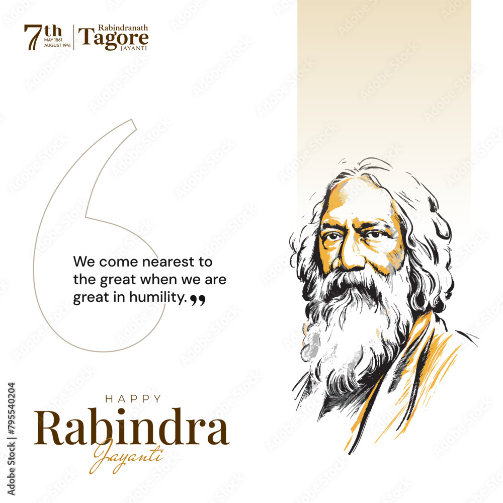 Rabindranath Tagore illustration for 22 Shey Shrabon Rabindra Jayanti ...