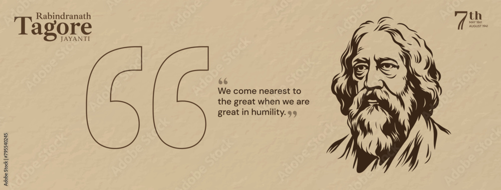 Rabindranath Tagore illustration for 22 Shey Shrabon Rabindra Jayanti ...