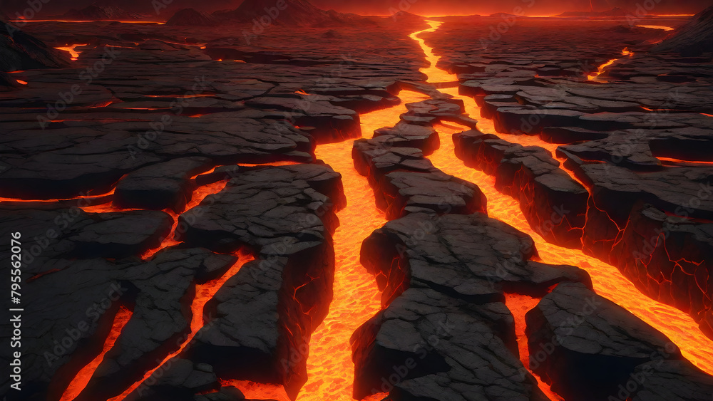 Cracked Lava Land texture background. Volcano magma Hell rock. Abstract ...